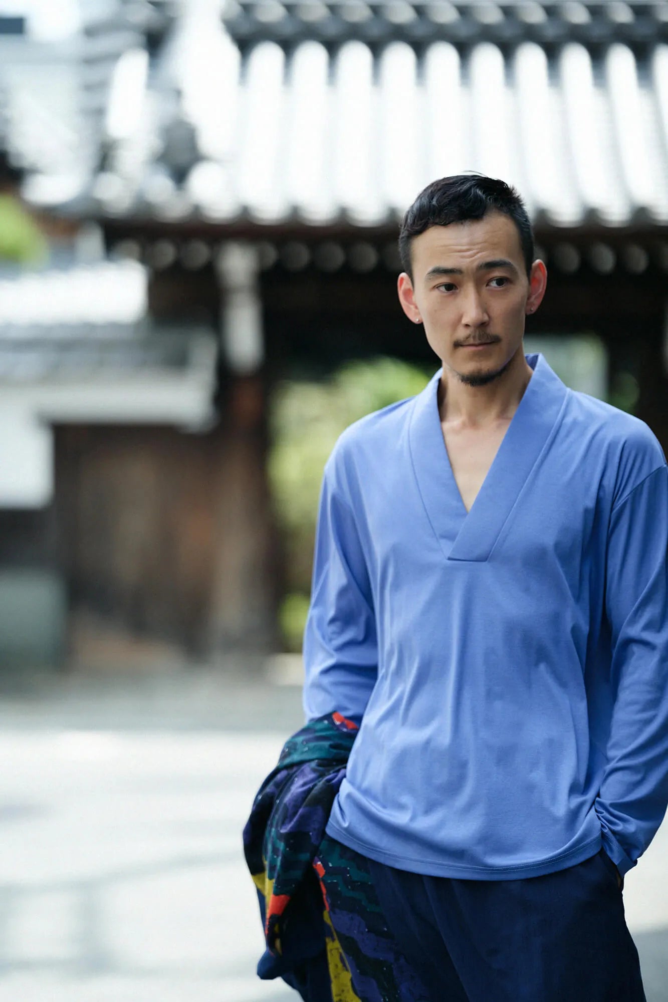 Interlock Knitting Seba Fubi Kimono Collar Shirt / Light Lavender