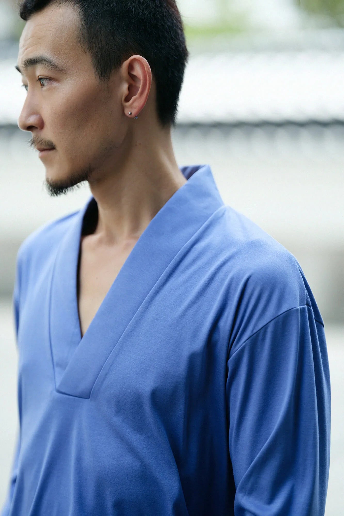 Interlock Knitting Seba Fubi Kimono Collar Shirt / Light Lavender