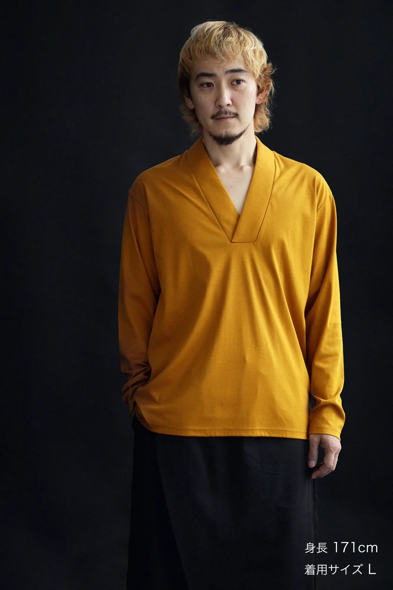 Interlock Knitting Seba Fubi Kimono Collar Shirt / Amber