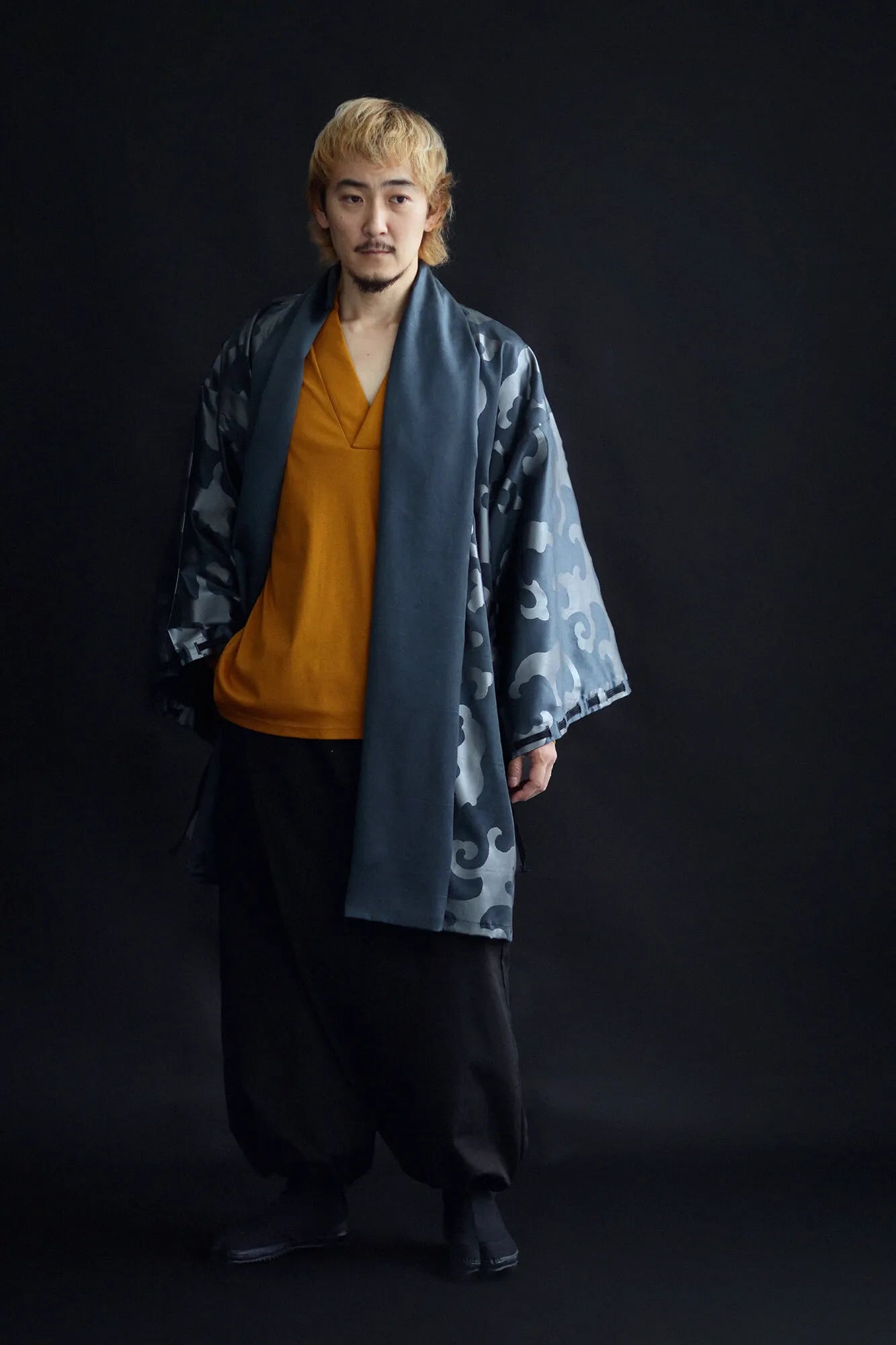 Interlock Knitting Seba Fubi Kimono Collar Shirt / Amber