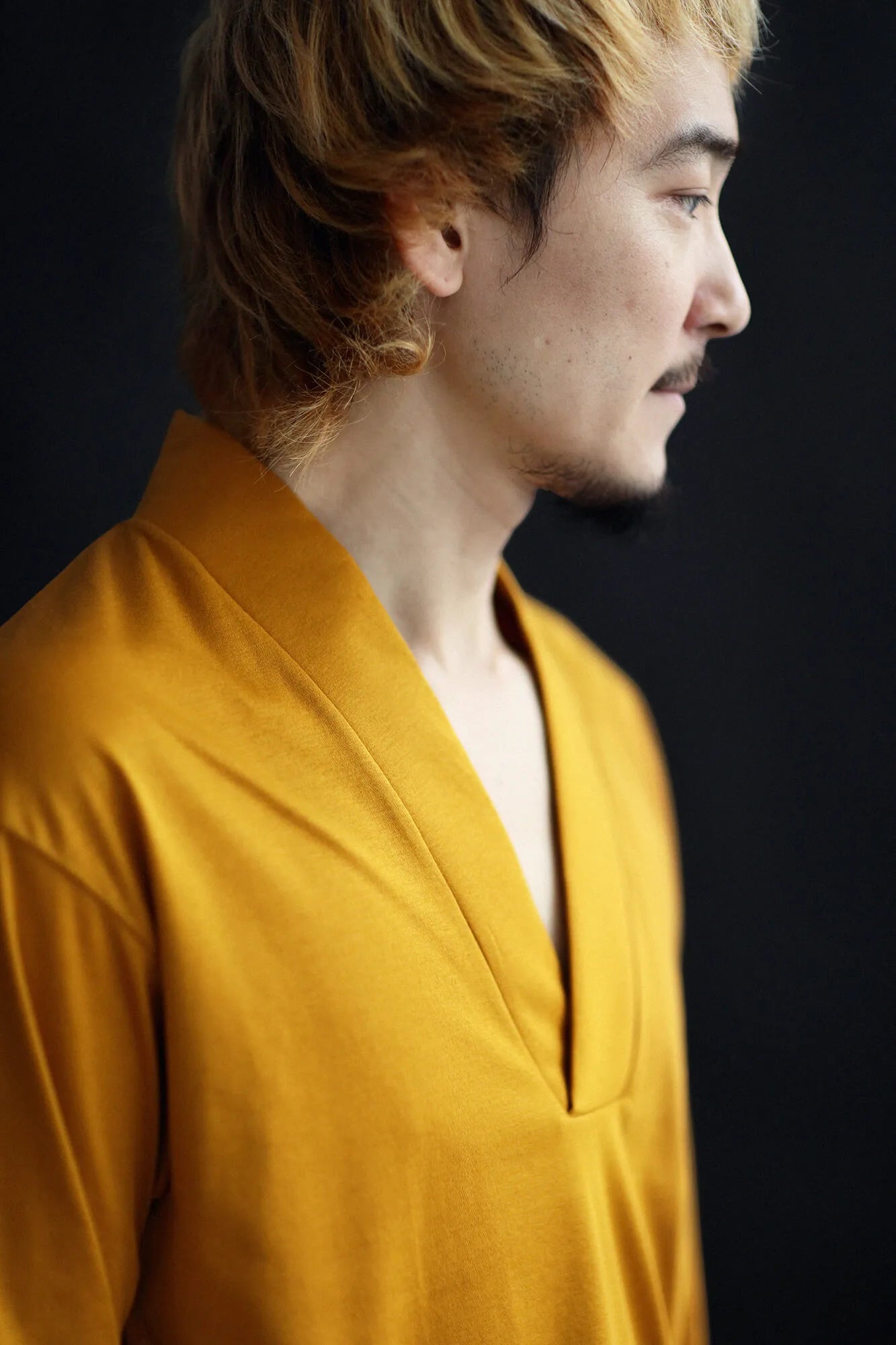 Interlock Knitting Seba Fubi Kimono Collar Shirt / Amber