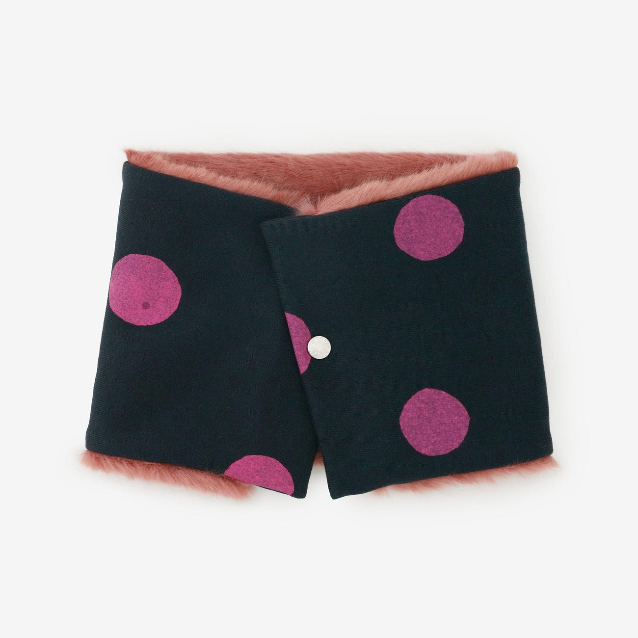 Pre-order】Reversible BIKE Neck Warmer／Polka Dots Mara Dark Blue（※Sch