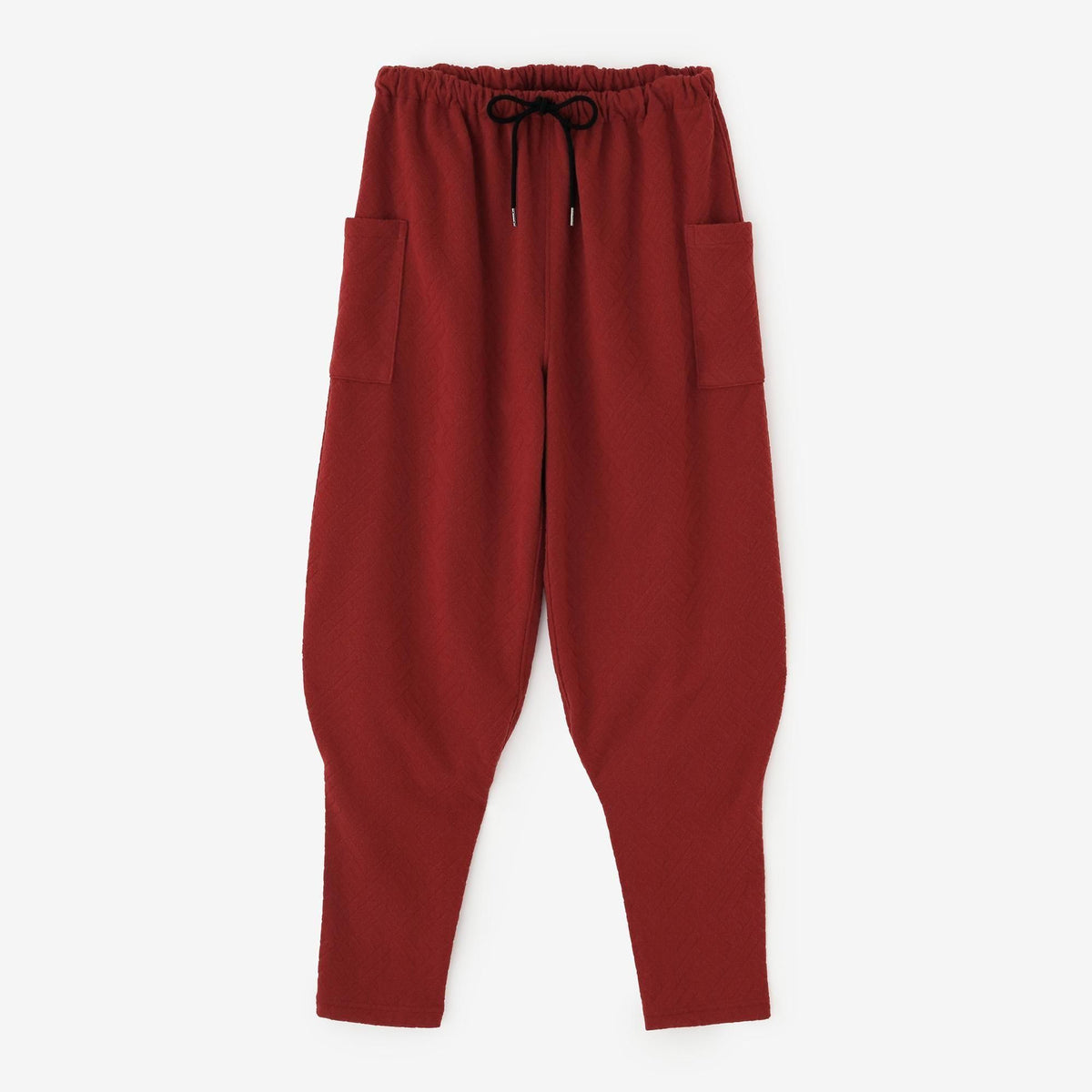 Dual-layeredJacquard Harem Pants / Dark Red