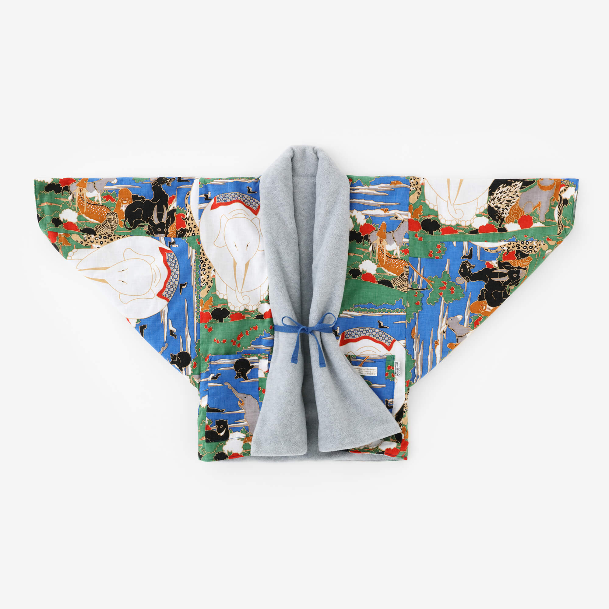 Fleece Triangular Sleeve Coat Short for Kids / Black×Raging Billows