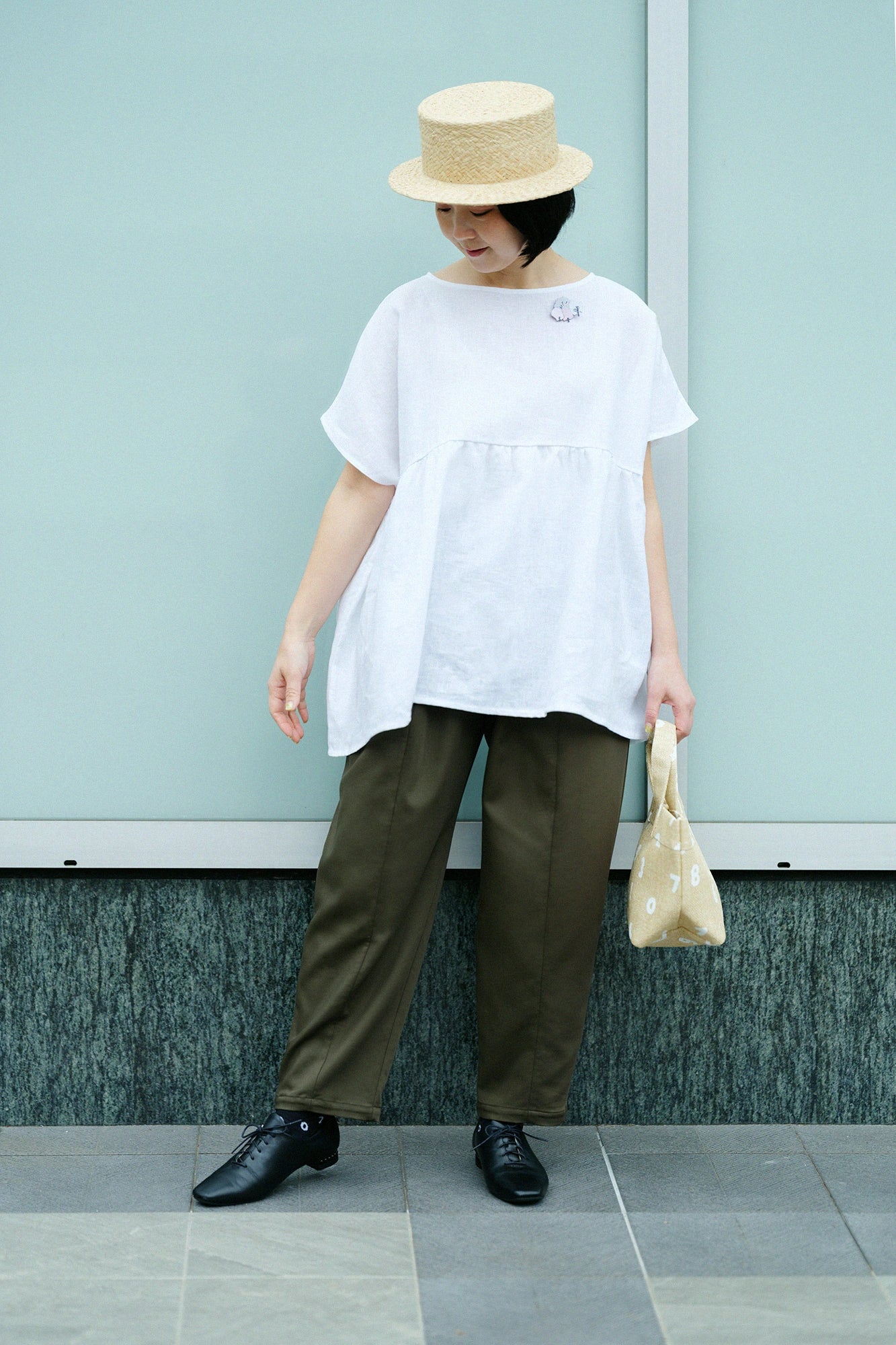 Linen Wrinkle Blouse／White